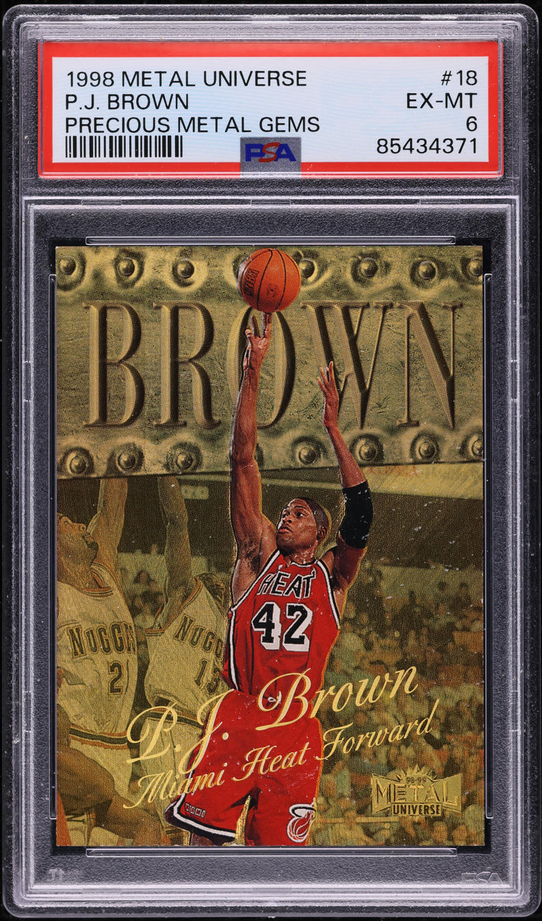 1998 Metal Universe Precious Metal Gems PMG P.J. Brown /50 #18 PSA 6 ...