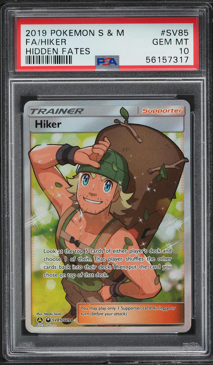 2019 Pokemon Sun & Moon Hidden Fates Full Art Hiker #SV85 PSA 10 GEM ...