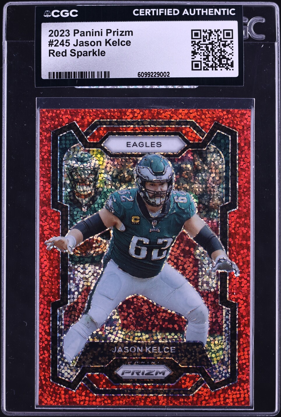 2023 Panini Prizm Red Sparkle Jason Kelce #245 CGC AUTH on Fanatics Collect