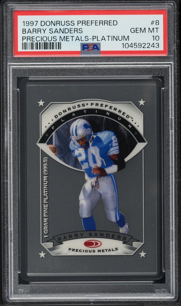 1997 Donruss Preferred Precious Metals Platinum Barry Sanders #8 PSA 10 ...