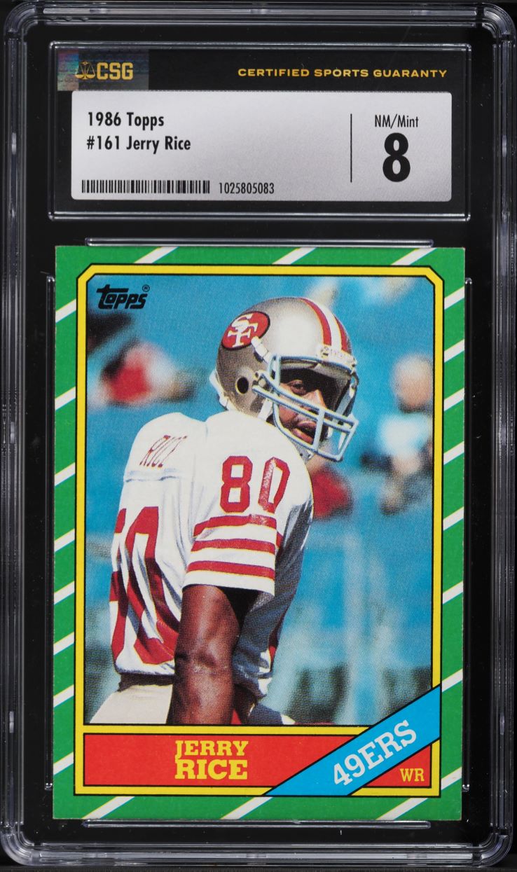 1986 Topps Football Jerry Rice ROOKIE #161 CSG 8 NM-MT on Fanatics Collect