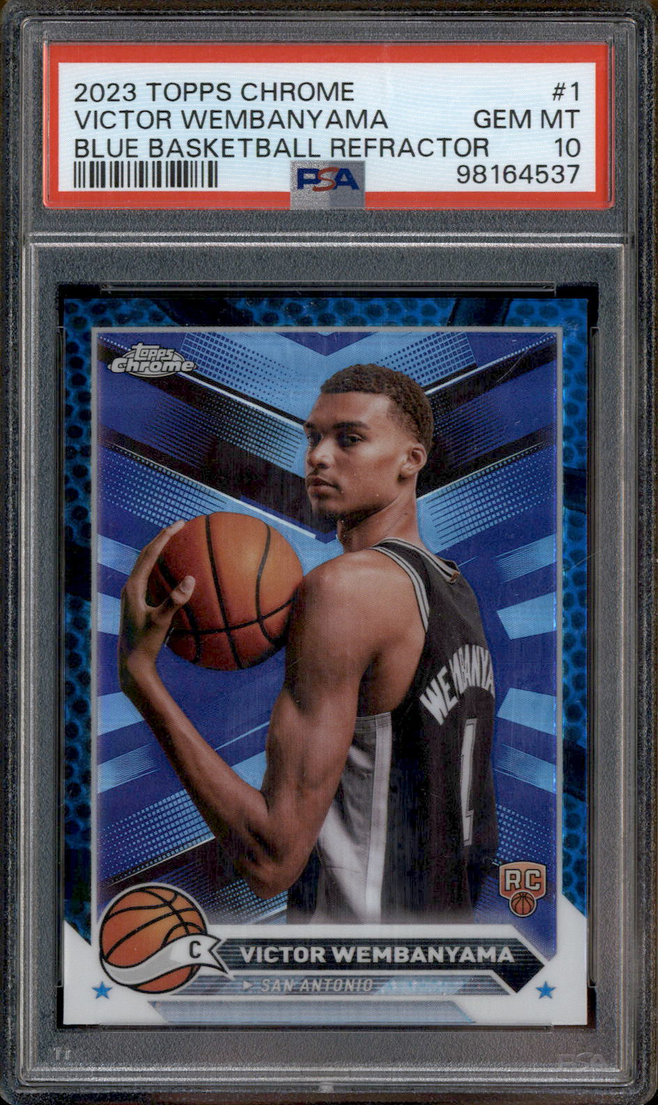 2023 Topps Chrome Blue Basketball Refractor #1 Victor Wembanyama RC PSA ...