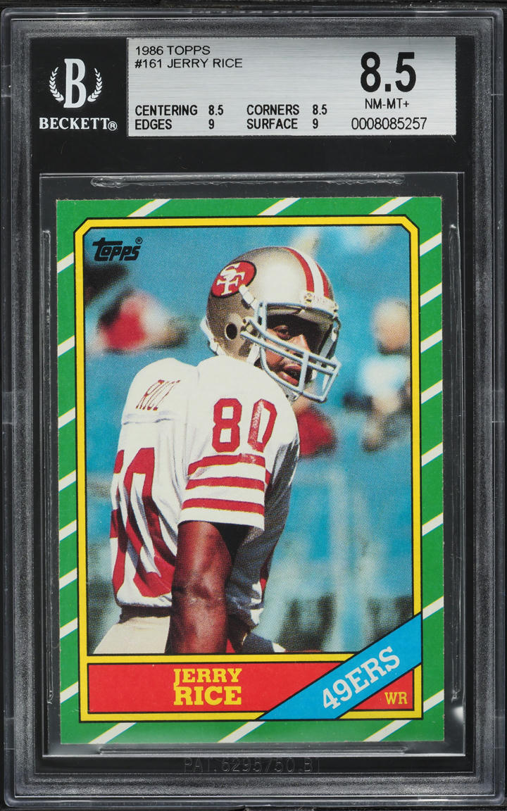 1986 Topps Football Jerry Rice ROOKIE #161 BGS 8.5 NM-MT+ on Fanatics ...