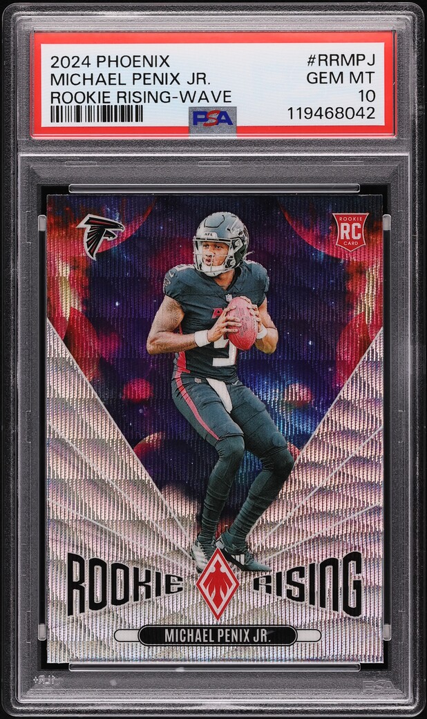 2024 Panini Phoenix Rising Wave Michael Penix Jr. ROOKIE #RRMPJ PSA 10 ...