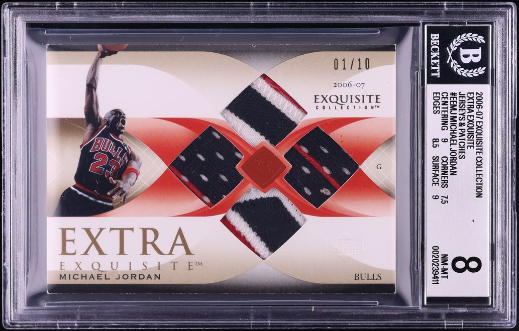 2006 Exquisite Collection Extra Michael Jordan PATCH 1/10 #EE-MJ BGS 8 ...