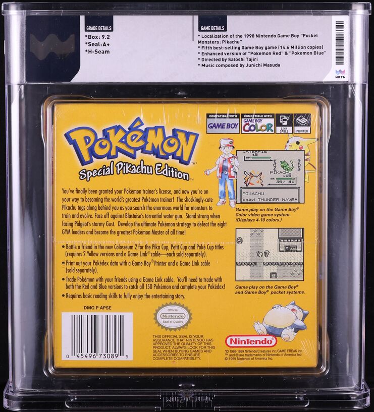 Pokemon Yellow Version: Special Pikachu Edition (Game Boy GB) WATA 9.2 ...