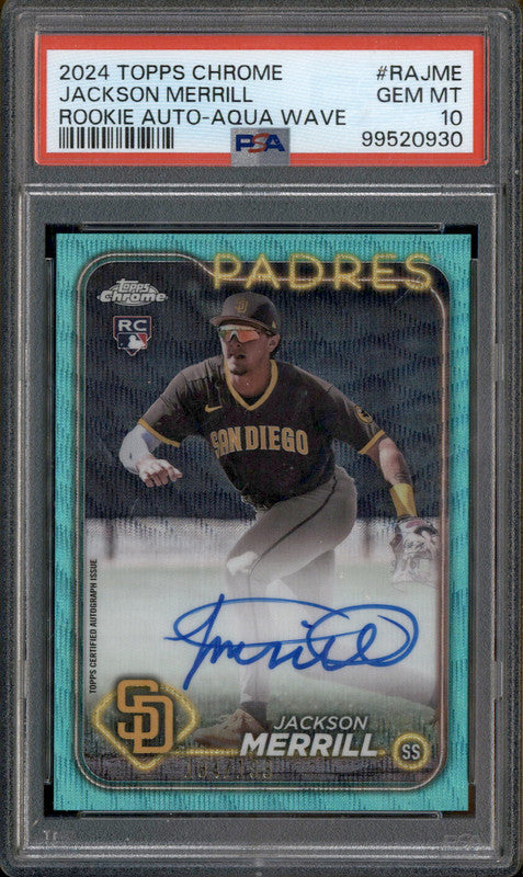 2024 Topps Chrome Rookie Autograph Aqua Wave Jackson Merrill RC Auto ...