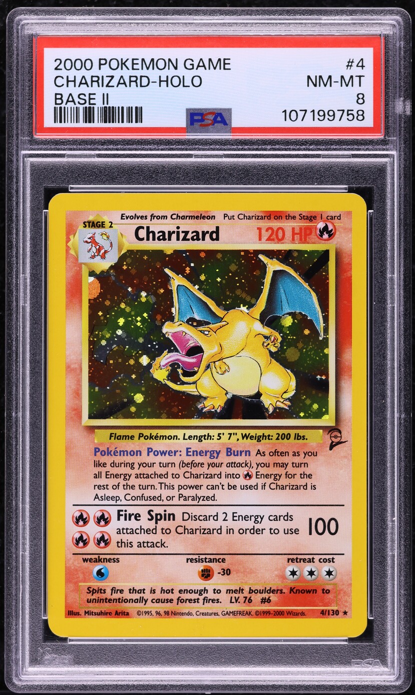 2000 Pokemon Base Set 2 Holo Charizard #4 PSA 8 NM-MT on Fanatics Collect
