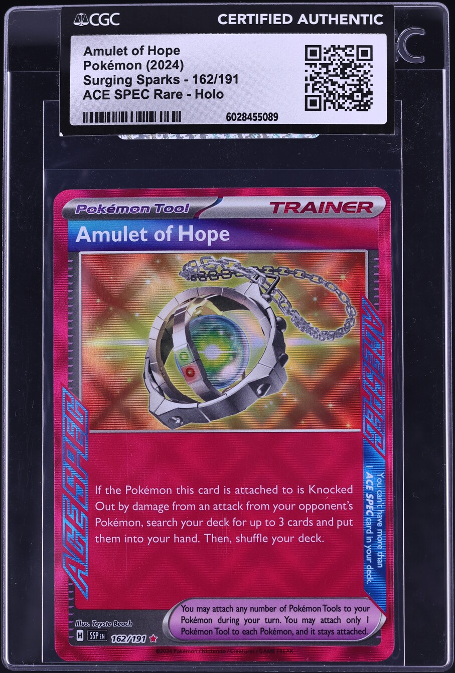 2024 Pokemon SV Surging Sparks Ace Spec Amulet Of Hope #162 CGC AUTH on Fanatics Collect