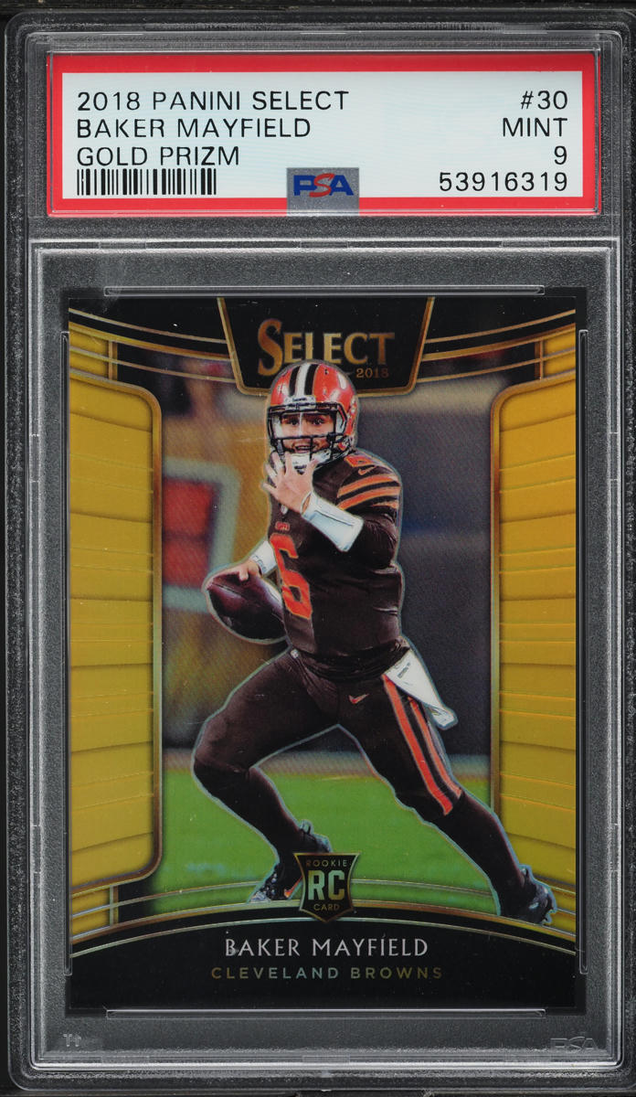 2018 Select Concourse Gold Prizm Baker Mayfield ROOKIE /10 #30 PSA 9 MINT on Fanatics Collect