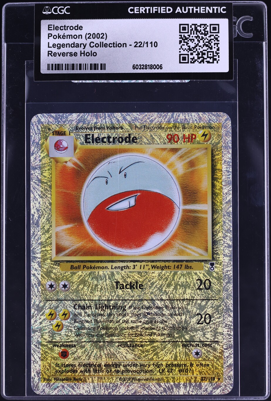 2002 Pokemon Legendary Collection Reverse Holo Electrode #22 CGC AUTH ...