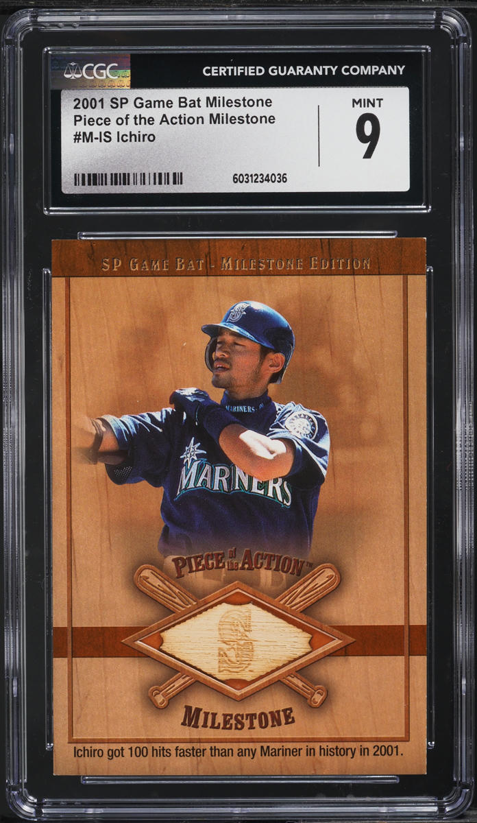 2001 SP Game Bat Milestone Piece Action Milestone Ichiro ROOKIE PATCH ...