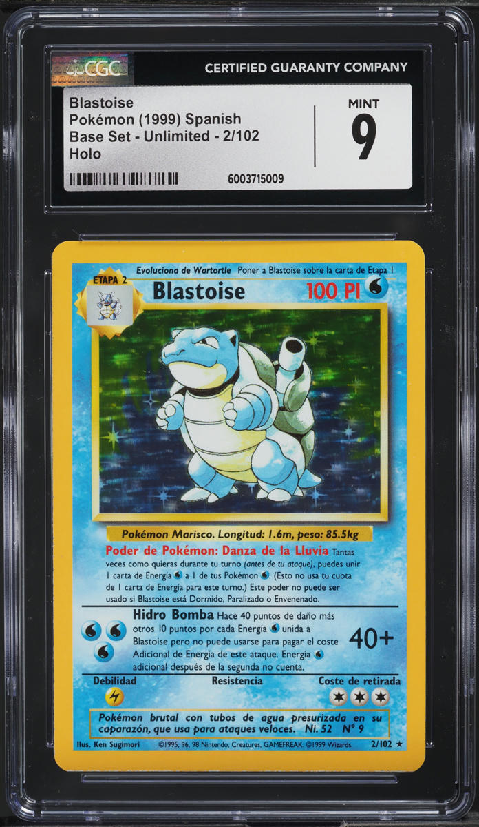 1999 Pokemon Spanish Base Set Holo Blastoise #2 CGC 9 MINT on Fanatics ...