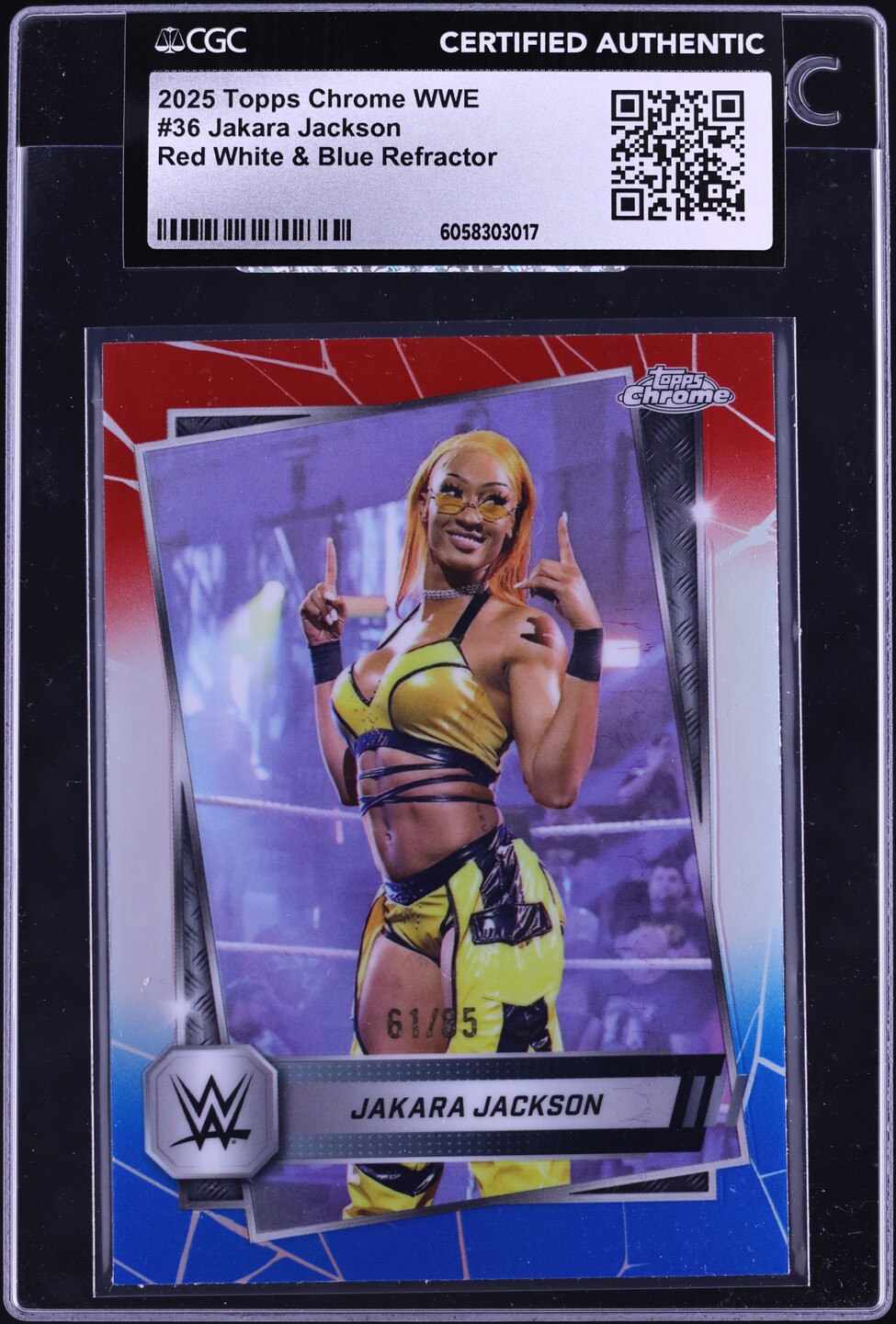 2025 Topps Chrome WWE Red White & Blue Refractor Jakara Jackson /85 #36 ...