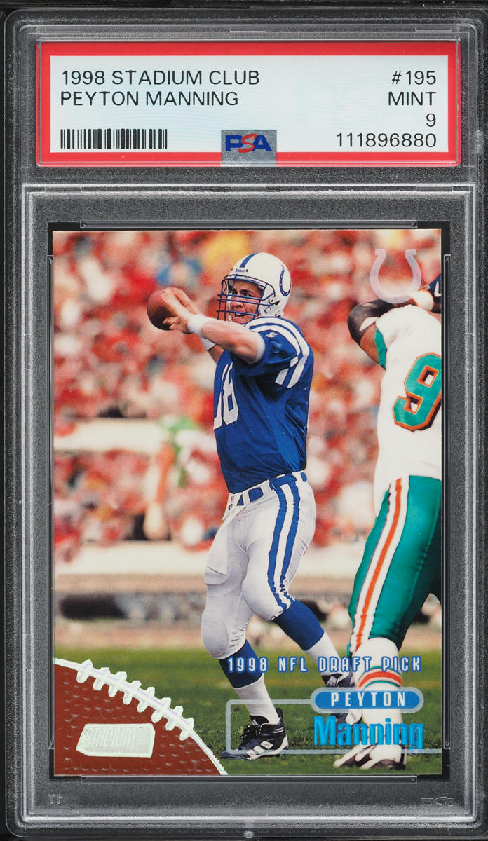 1998 Stadium Club Football Peyton Manning ROOKIE #195 PSA 9 MINT on ...