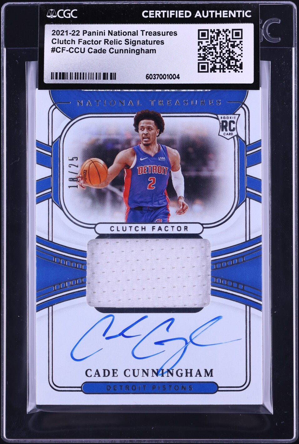 2021 National Treasures Clutch Factor Cade Cunningham RC PATCH AUTO /25 ...