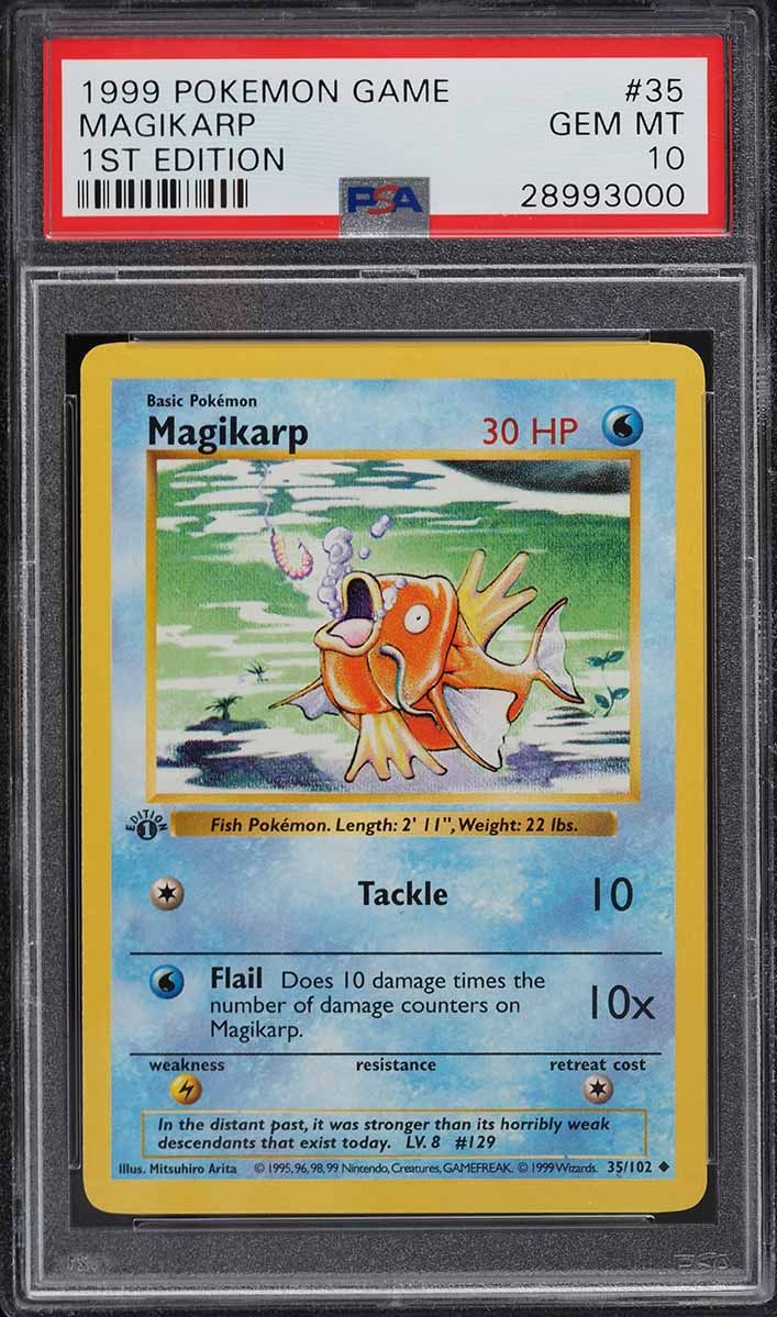 1999 Pokemon Base Set Shadowless 1st Edition Magikarp #35 PSA 10 GEM ...
