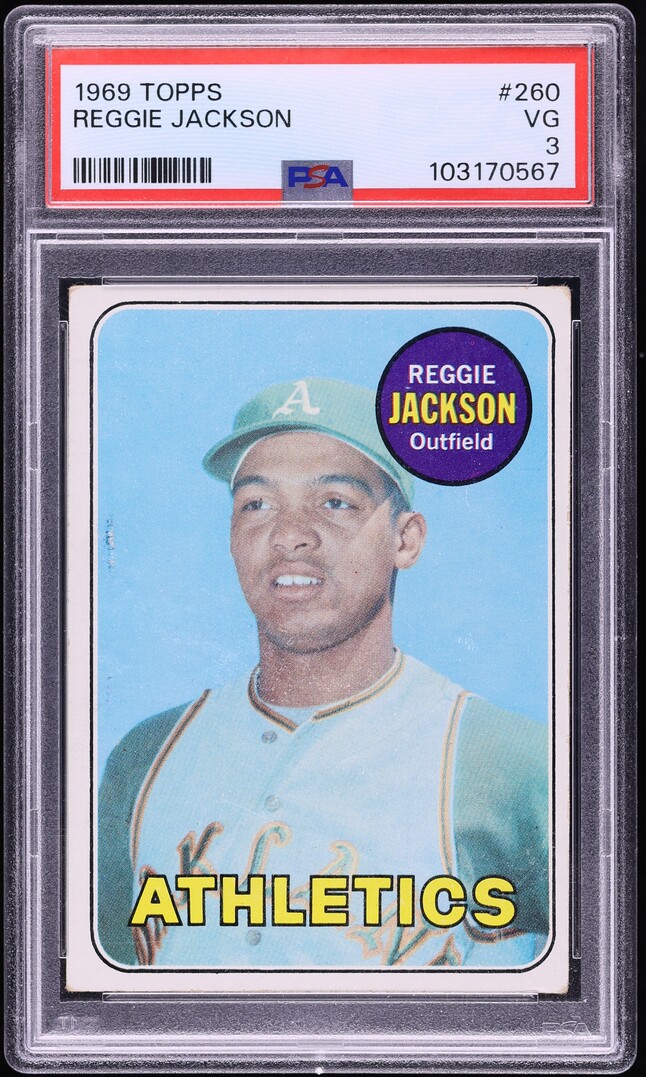 1969 Topps Reggie Jackson ROOKIE #260 PSA 3 VG on Fanatics Collect