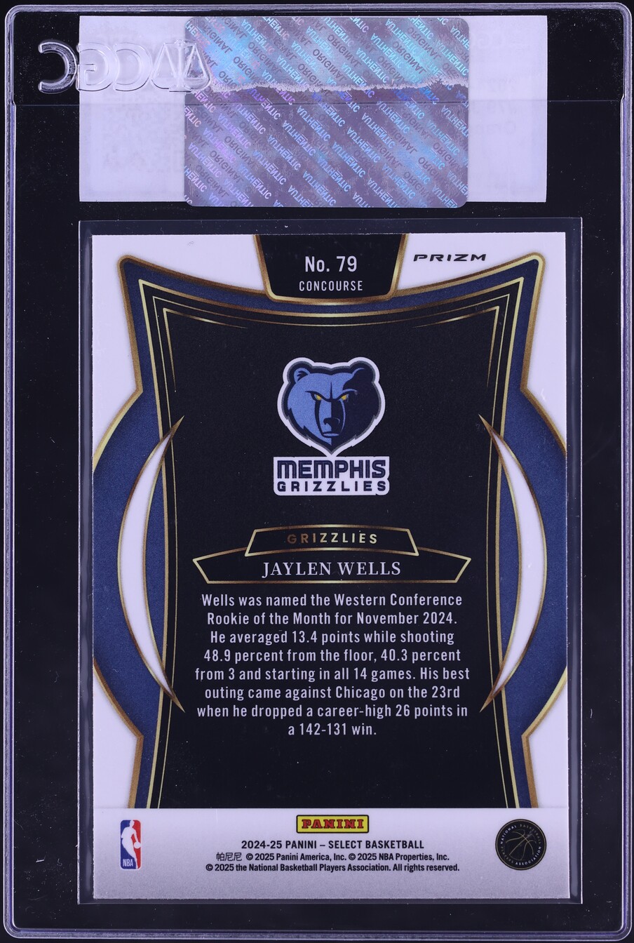 2024 Select Concourse Orange Flash Jaylen Wells ROOKIE #79 CGC AUTH on ...