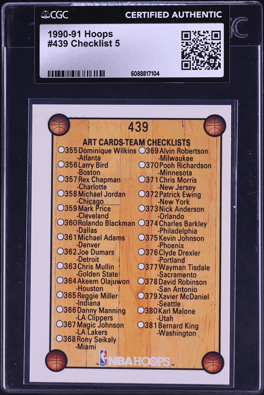 1990 Hoops Checklist 5 #439 CGC AUTH on Fanatics Collect