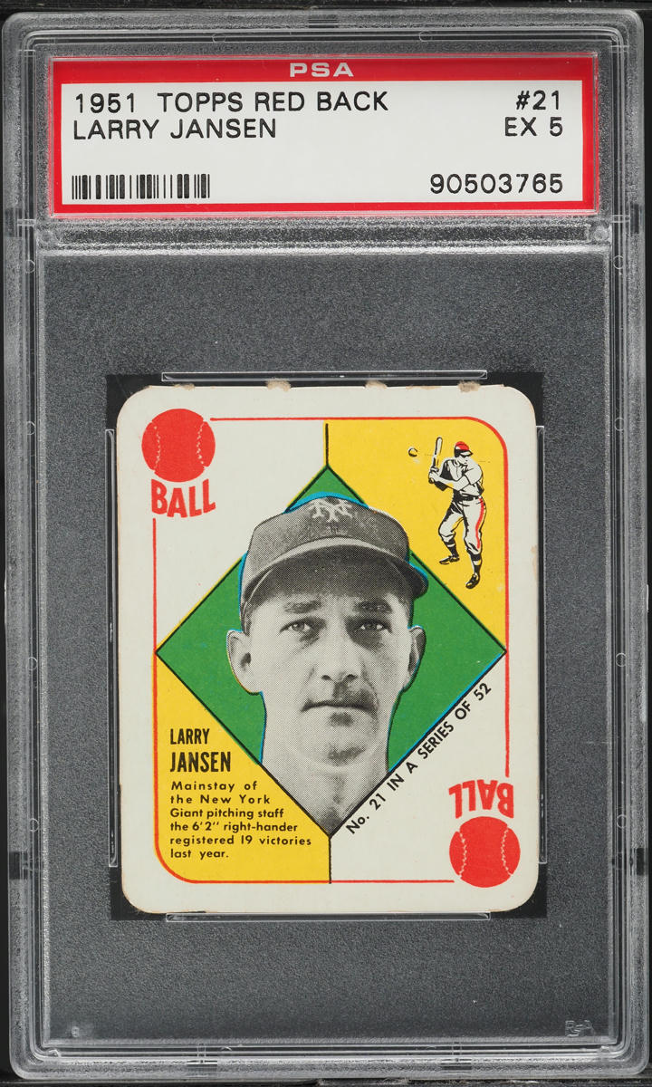 1951 Topps Red Back Larry Jansen #21 PSA 5 EX on Fanatics Collect