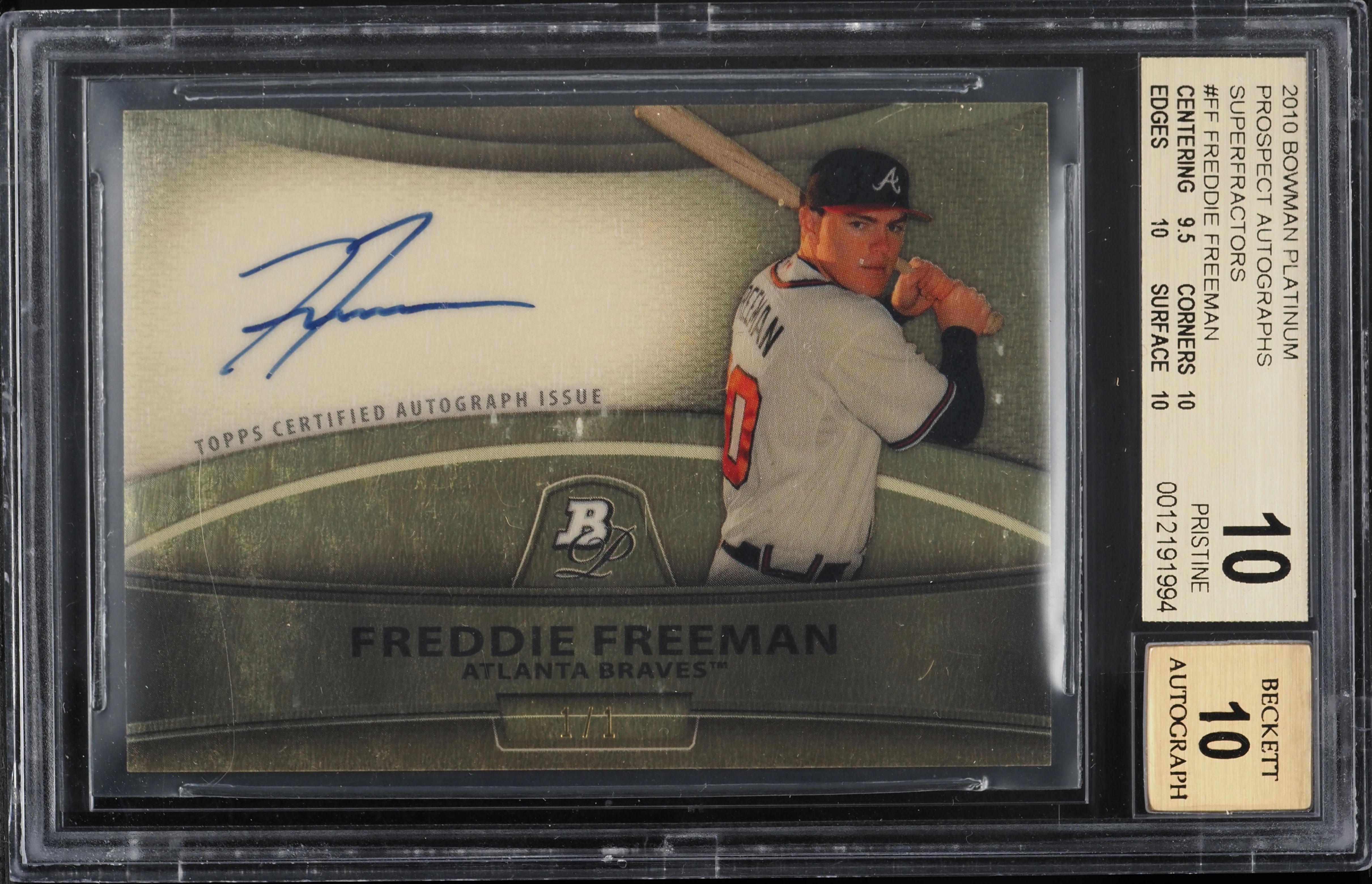 2010 Bowman Platinum Superfractor Freddie Freeman PROSPECT AUTO 1/1 BGS ...