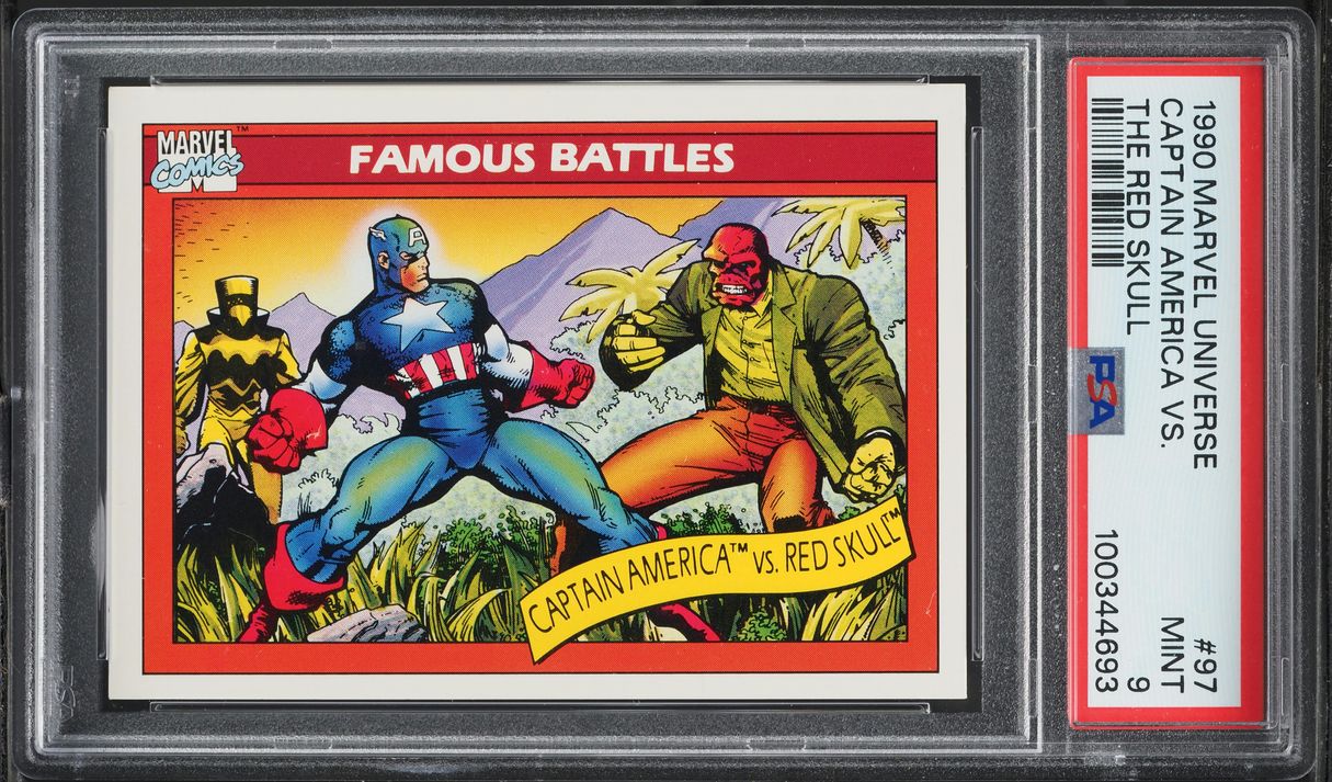 1990 Impel Marvel Universe Captain America Vs. The Red Skull #97 PSA 9 ...