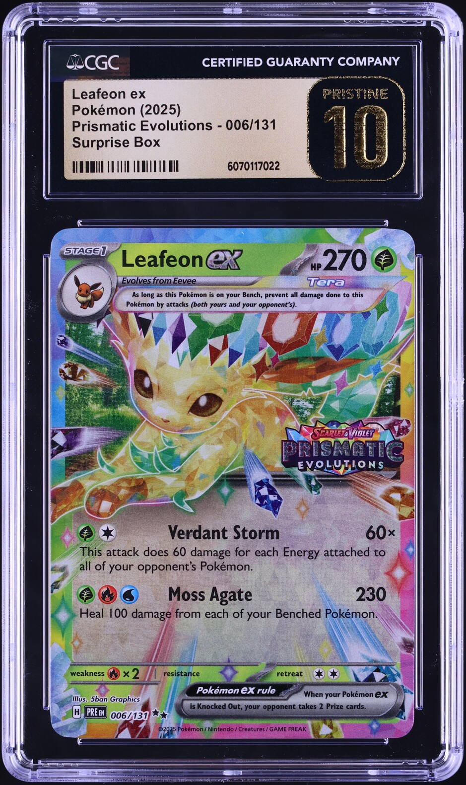 2025 Pokemon SV Prismatic Evolutions Surprise Box Leafeon ex #6 CGC 10 ...