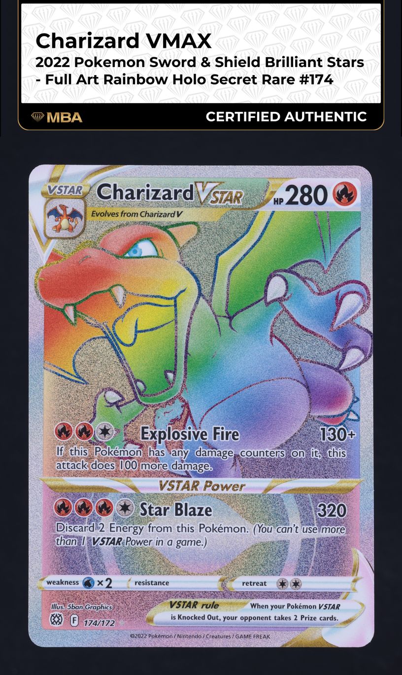 2022 Pokemon SWSH Brilliant Stars Hyper Rare Charizard VMAX #174 MBA ...