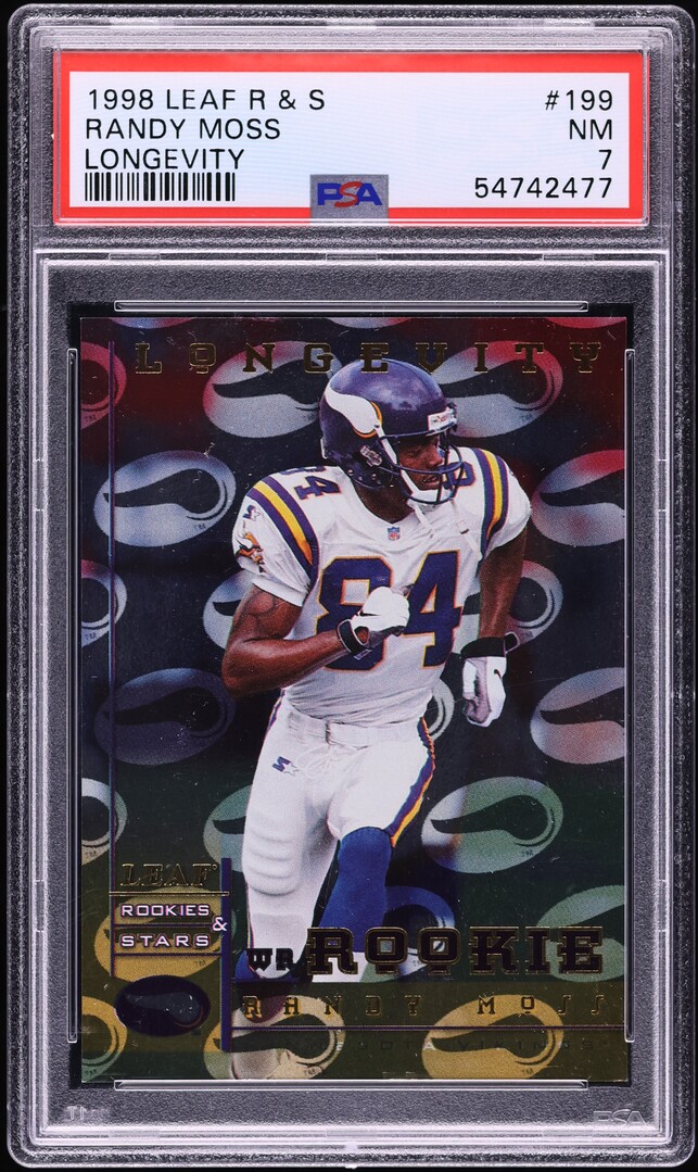 1998 Leaf Rookies & Stars Longevity Randy Moss ROOKIE /50 #199 PSA 7 ...