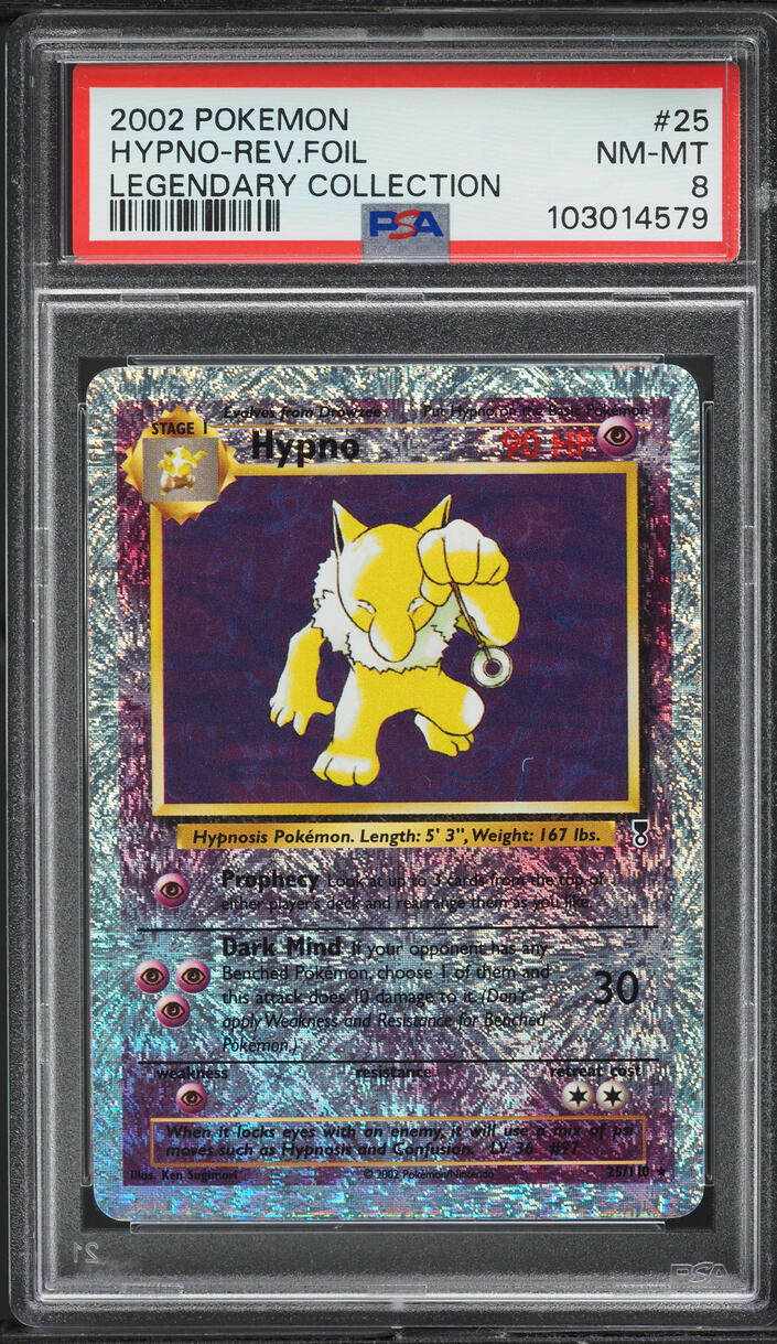 2002 Pokemon Legendary Collection Reverse Holo Hypno #25 PSA 8 NM-MT on ...