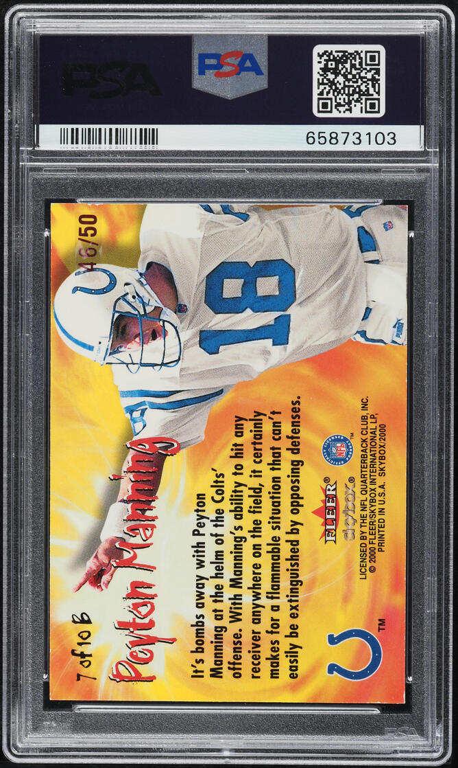 2000 Skybox The Bomb Star Rubies Peyton Manning /50 #7 PSA 7 NRMT on ...