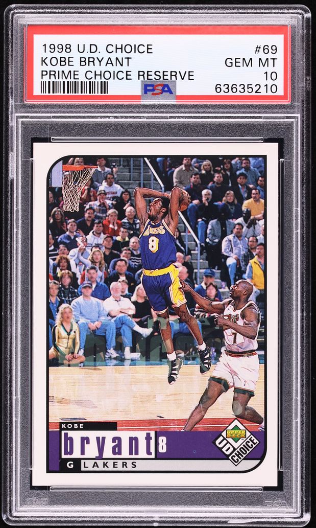 1998 Upper Deck Choice Prime Choice Reserve Kobe Bryant /100 #69 PSA 10 ...