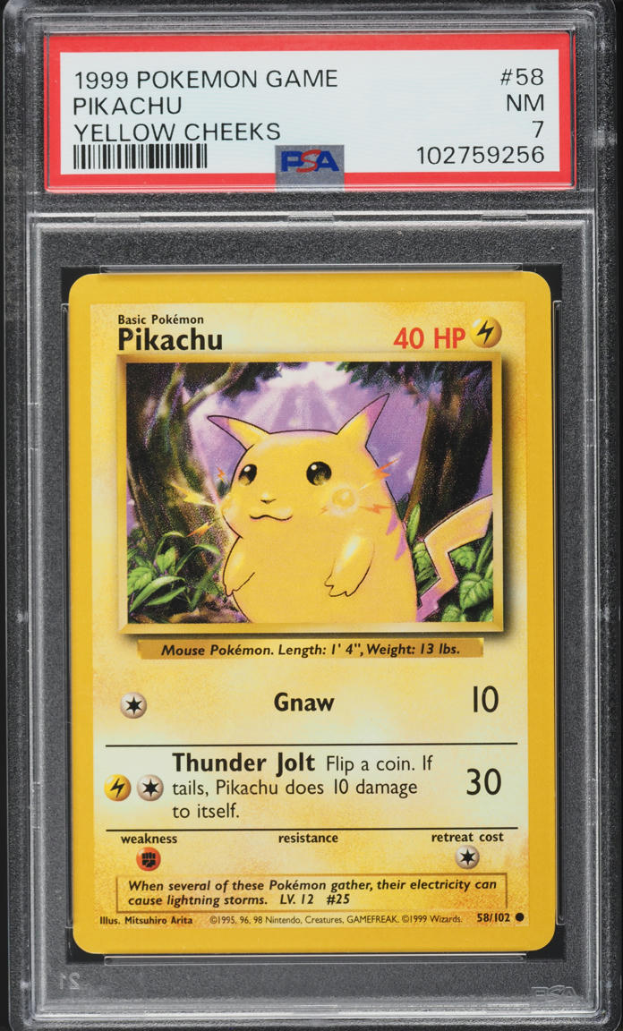 1999 Pokemon Base Set Yellow Cheeks Pikachu #58 PSA 7 NRMT on Fanatics ...