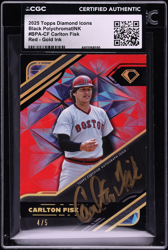 2025 Topps Diamond Icons Black PolychromatINK Red Gold Ink Carlton Fisk ...