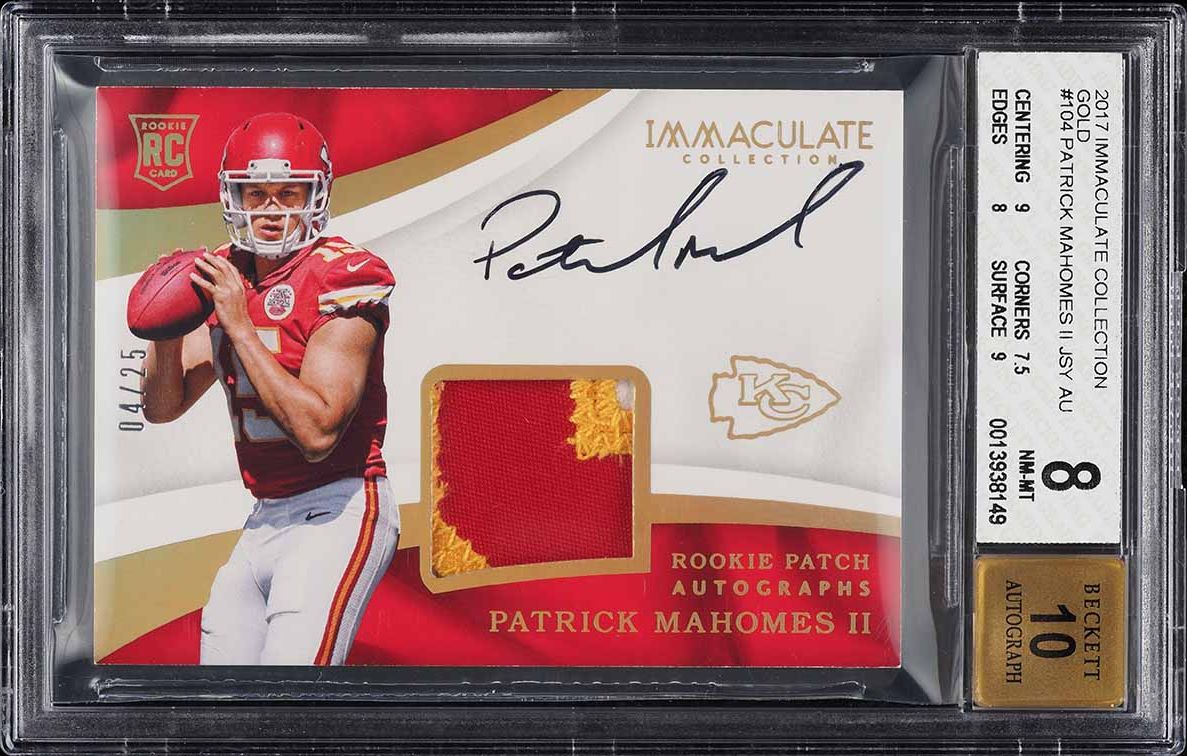 2017 Immaculate Gold Patrick Mahomes II ROOKIE PATCH AUTO /25 #104 BGS ...