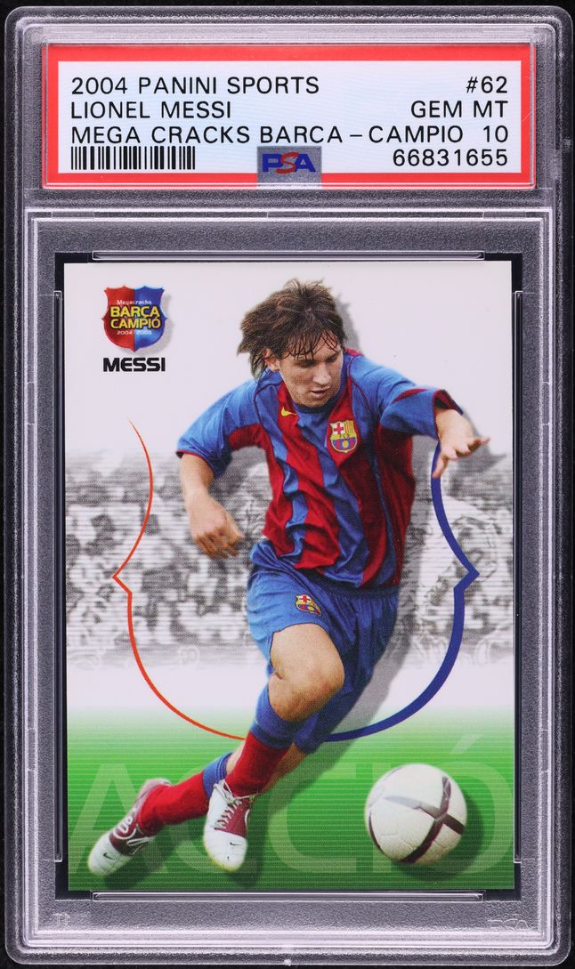 2004 Panini Sports Mega Cracks Barca Campio Lionel Messi ROOKIE #62 PSA ...
