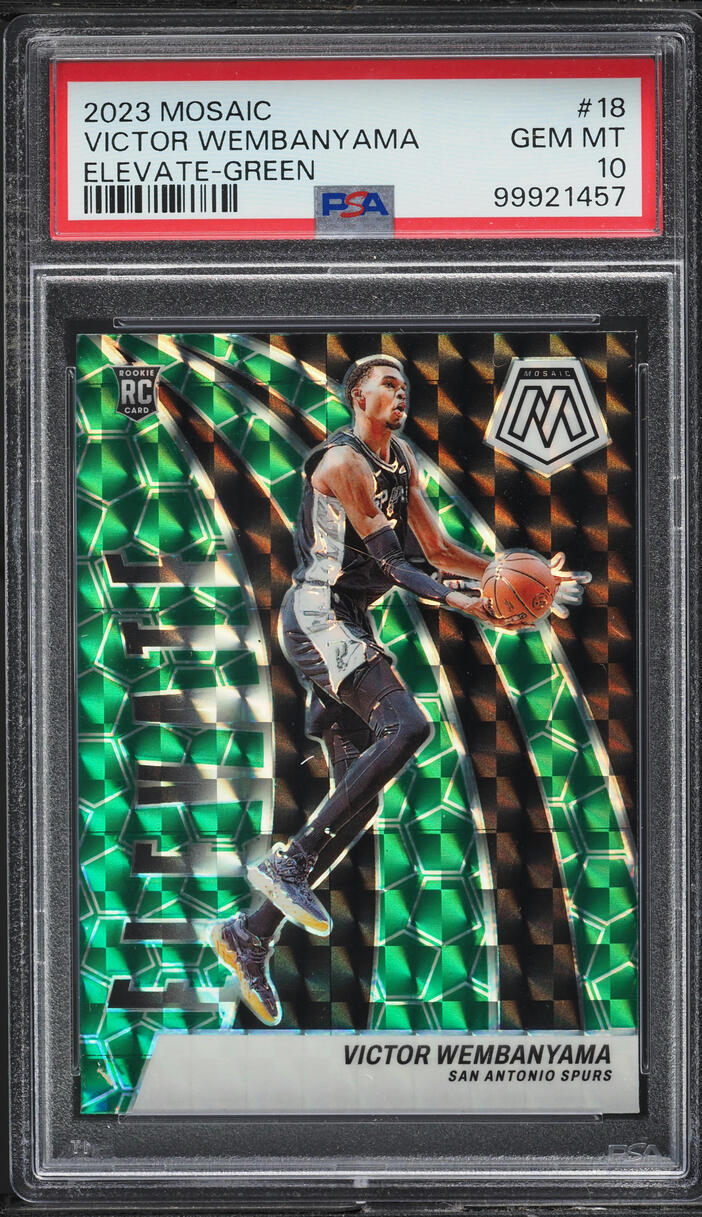 2023 Panini Mosaic Elevate Green Victor Wembanyama ROOKIE #18 PSA 10 GEM MINT on Fanatics Collect