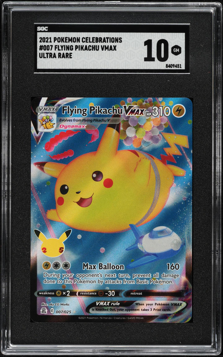 2021 Pokemon Celebrations Ultra Rare Flying Pikachu Vmax #007 SGC 10 ...