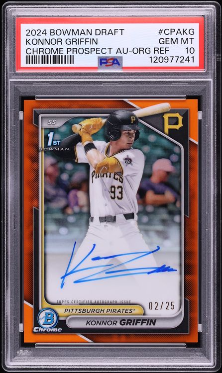 2024 Bowman Chrome Orange Refractor Konnor Griffin PROSPECT AUTO /25 # ...