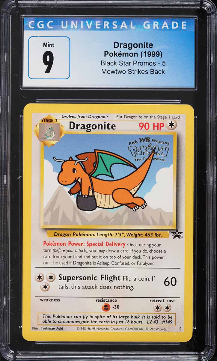 1999 Pokemon Movie Black Star Promo Dragonite #5 CGC 9 MINT on Fanatics ...