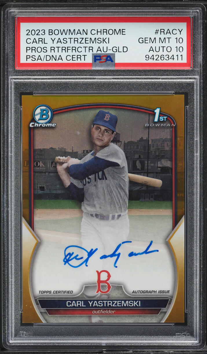 2023 Bowman Chrome Retrofractor Gold Carl Yastrzemski AUTO DNA 10 /50 ...