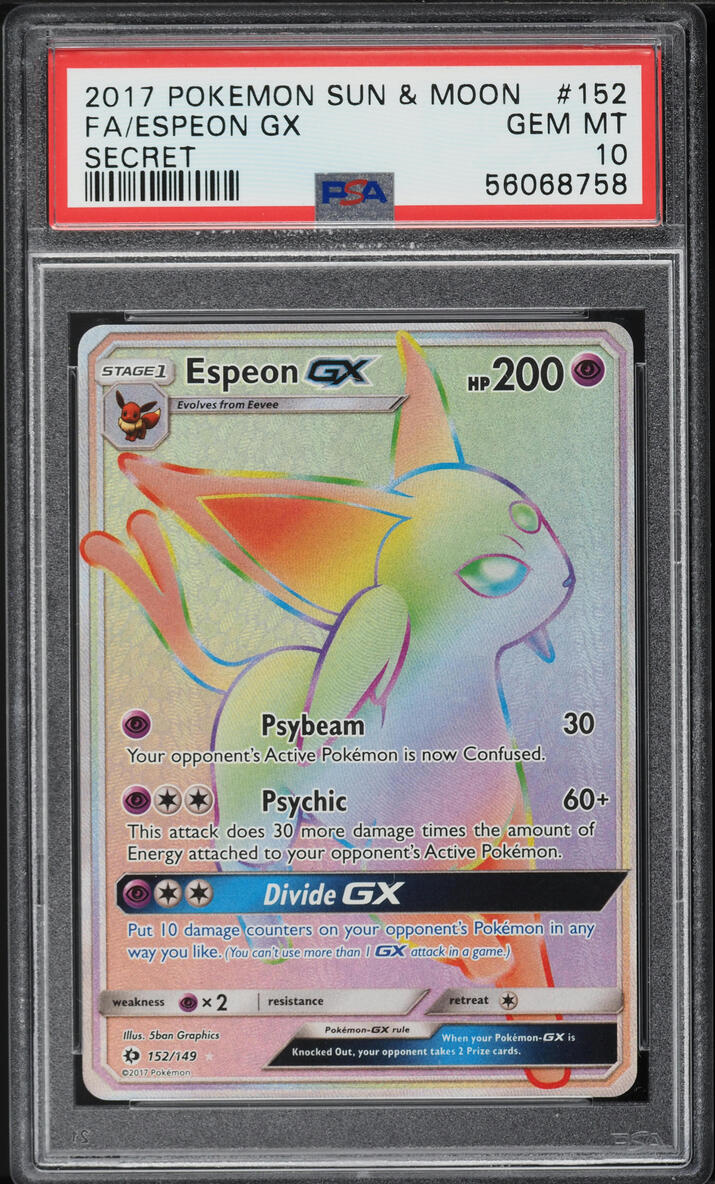 2017 Pokemon Sun & Moon Hyper Rare Espeon GX #152 PSA 10 GEM MINT on ...
