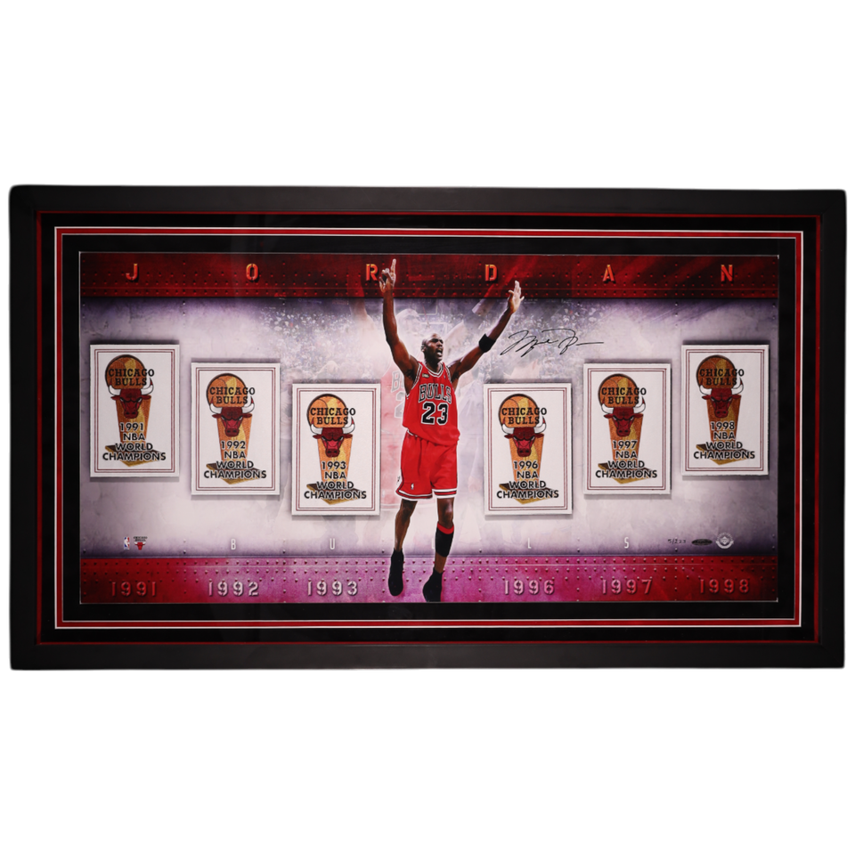 Michael Jordan Signed Auto Framed Bulls Banner Piece /223 - Upper Deck ...