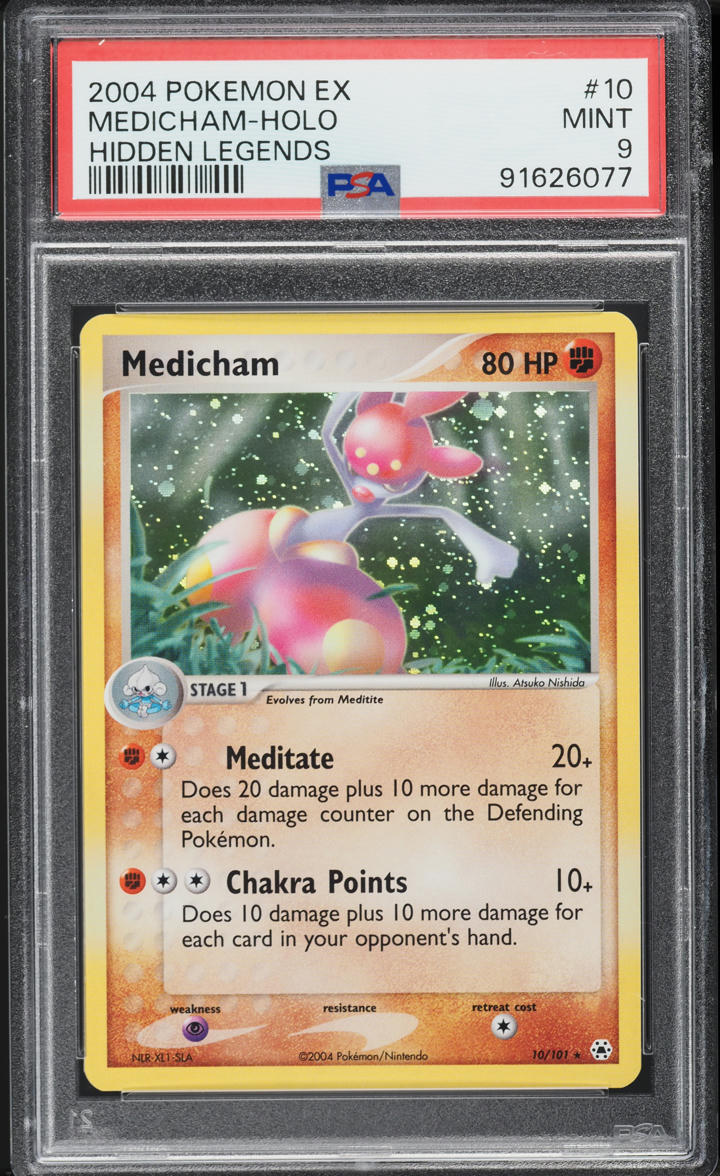 2004 Pokemon EX Hidden Legends Holo Medicham #10 PSA 9 MINT on Fanatics ...