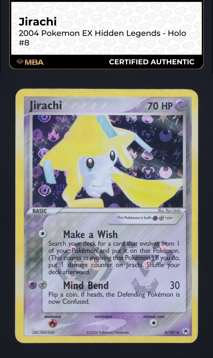 2004 Pokemon EX Hidden Legends Holo Jirachi #8 MBA AUTH on Fanatics Collect