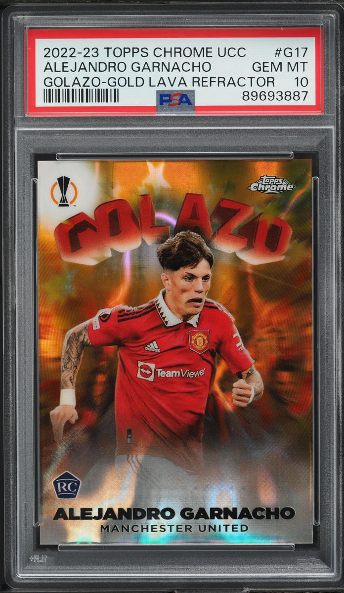 2022 Topps Chrome UEFA Golazo Gold Lava Refractor Alejandro Garnacho RC ...