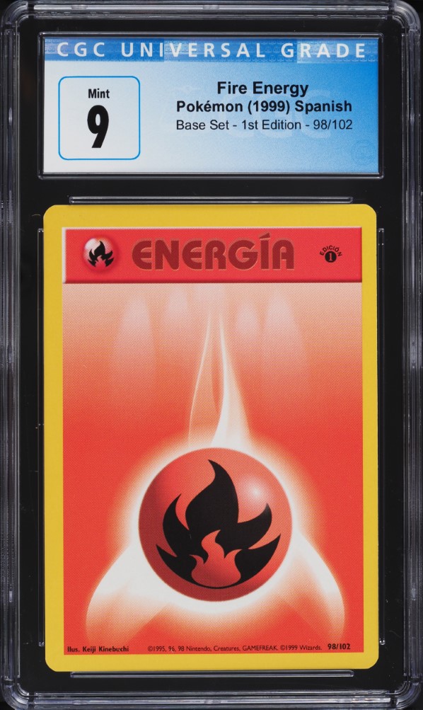 1999 Pokemon Spanish Base Set 1st Edition Fire Energy #98 CGC 9 MINT on ...