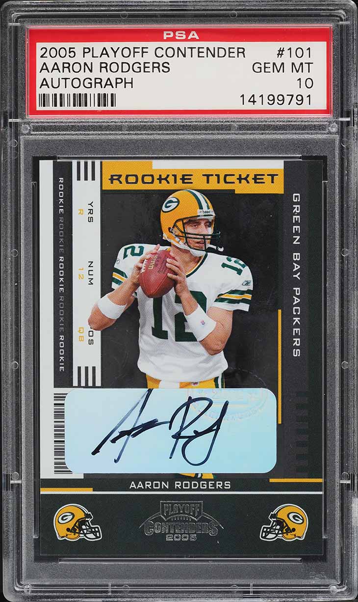 2005 Playoff Contenders Aaron Rodgers ROOKIE AUTO #101 PSA 10 GEM MINT ...