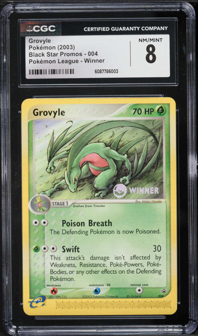 2003 Pokemon Black Star Promo League Winner Grovyle #4 CGC 8 NM-MT on ...
